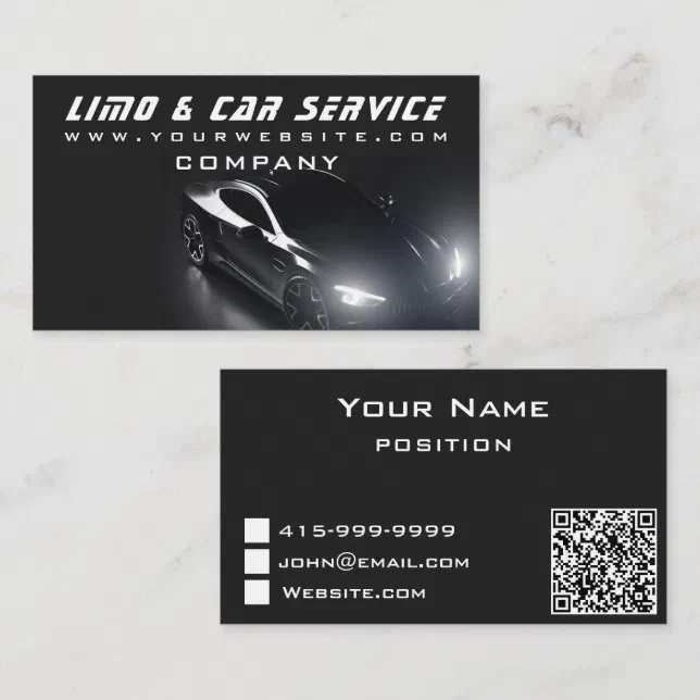Limo & Taxi Service Elegant Dark Limousine Business Card | Zazzle