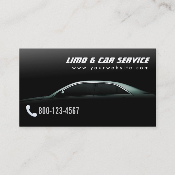 Limo & Taxi Service Elegant Dark Limousine Business Card | Zazzle