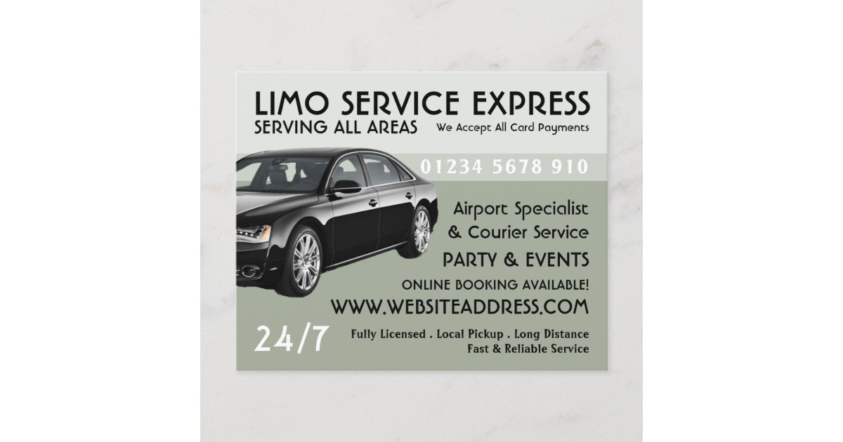 Limo Taxi Service with Price List Advertising Flyer | Zazzle