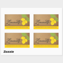 Limoncello Label, small rectangle lemon sticker | Zazzle