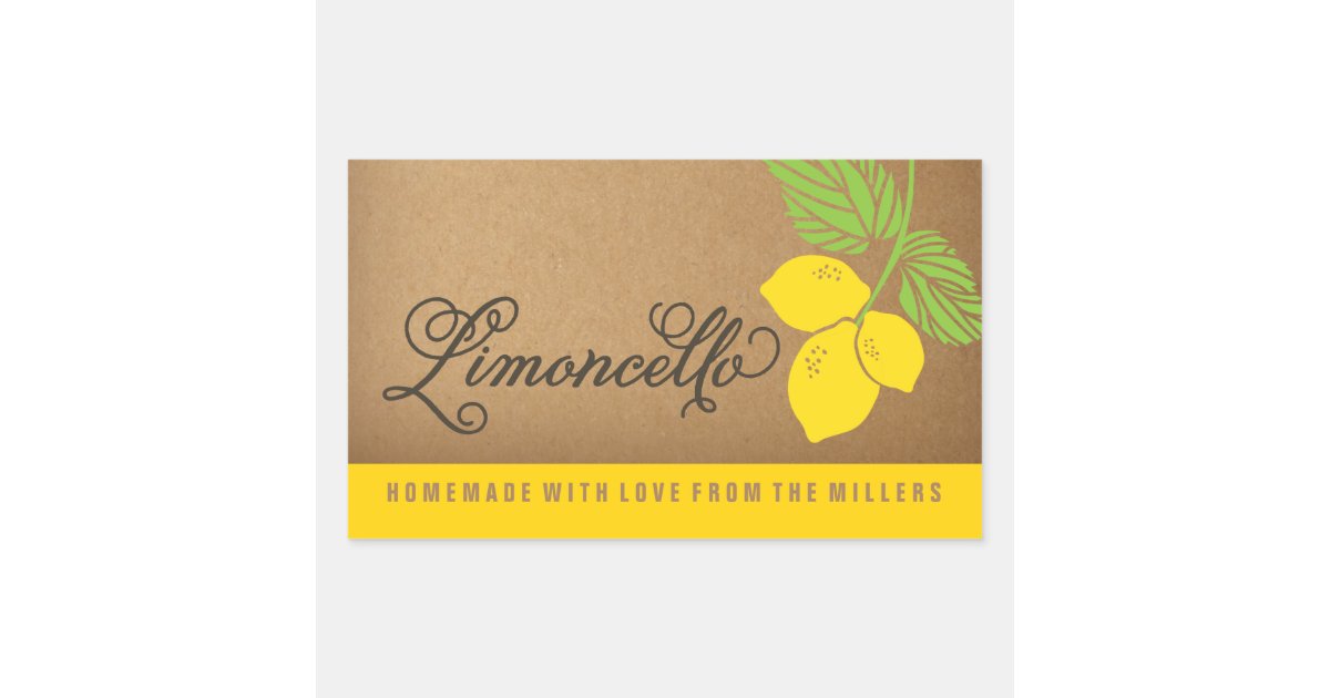 Limoncello Label, small rectangle lemon sticker | Zazzle