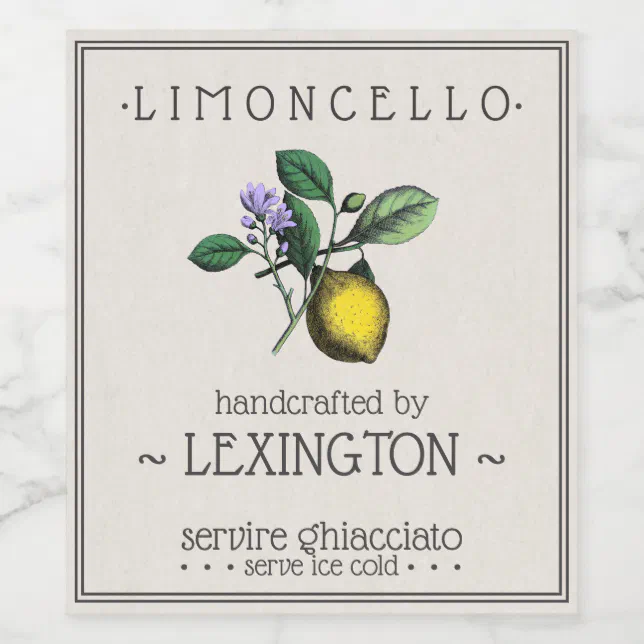 Limoncello Lemon Illustration Tall Bottle Label | | Zazzle