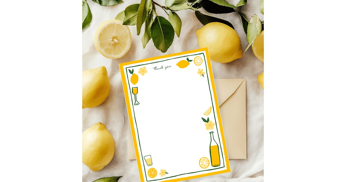 Limoncello Lemonade Lemons CUSTOM Personalized Thank You Card | Zazzle