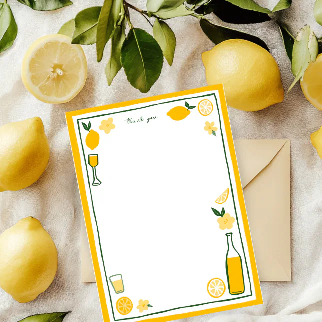 Limoncello Lemonade Lemons CUSTOM Personalized Thank You Card | Zazzle