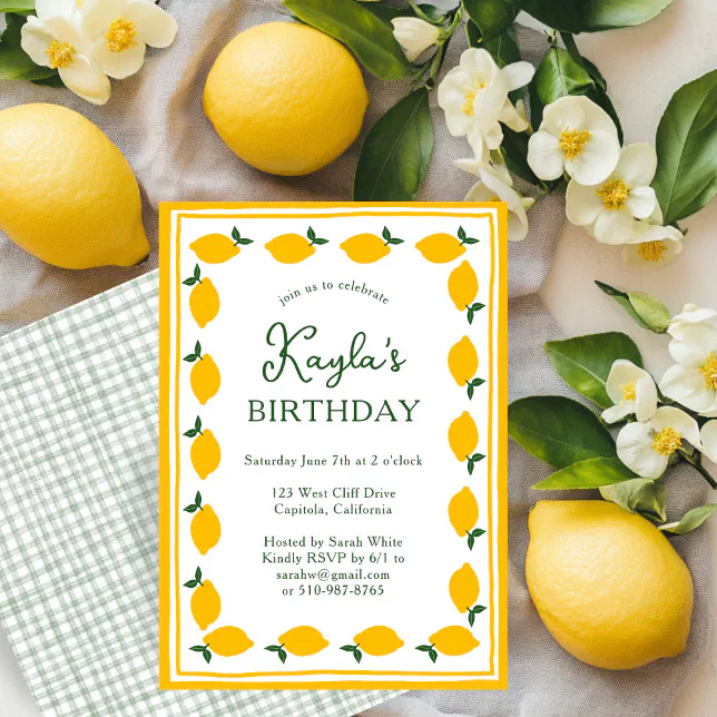 Limoncello Lemons CUSTOM Cute BIRTHDAY PARTY Invitation | Zazzle