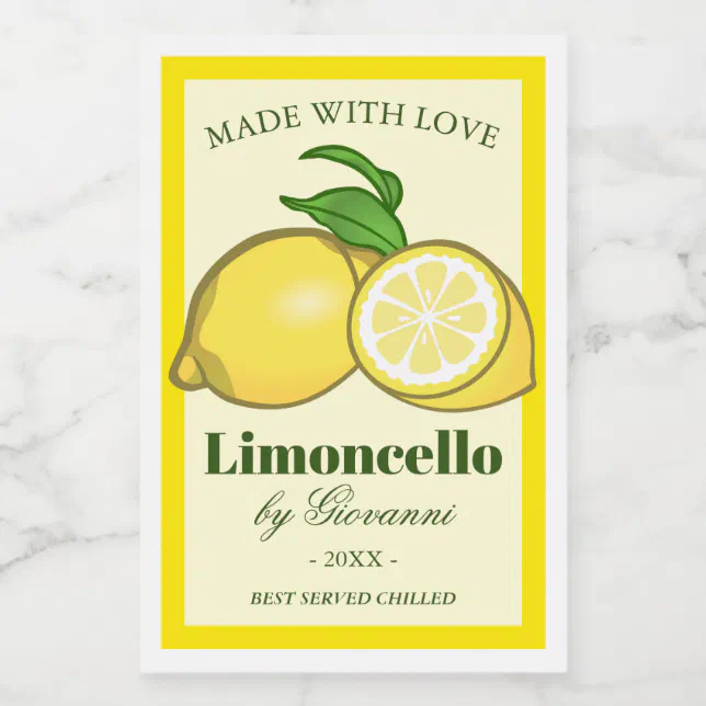 Limoncello Liqueur | Limoncino Lemons Food Label | Zazzle