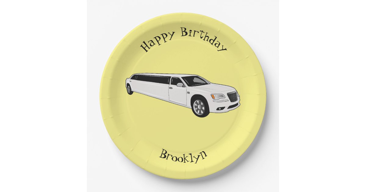 Limousine cartoon illustration paper plates | Zazzle