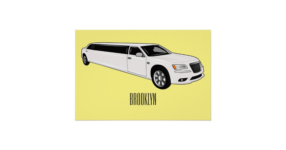 Limousine cartoon illustration poster | Zazzle