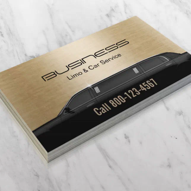 Limousine Limo & Car Service Modern Gold Business Card | Zazzle