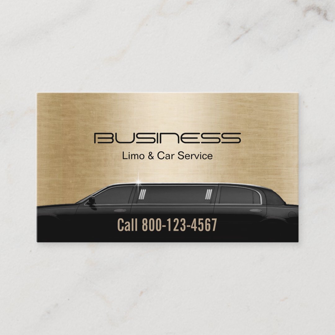 Limousine Limo & Car Service Modern Gold Business Card | Zazzle