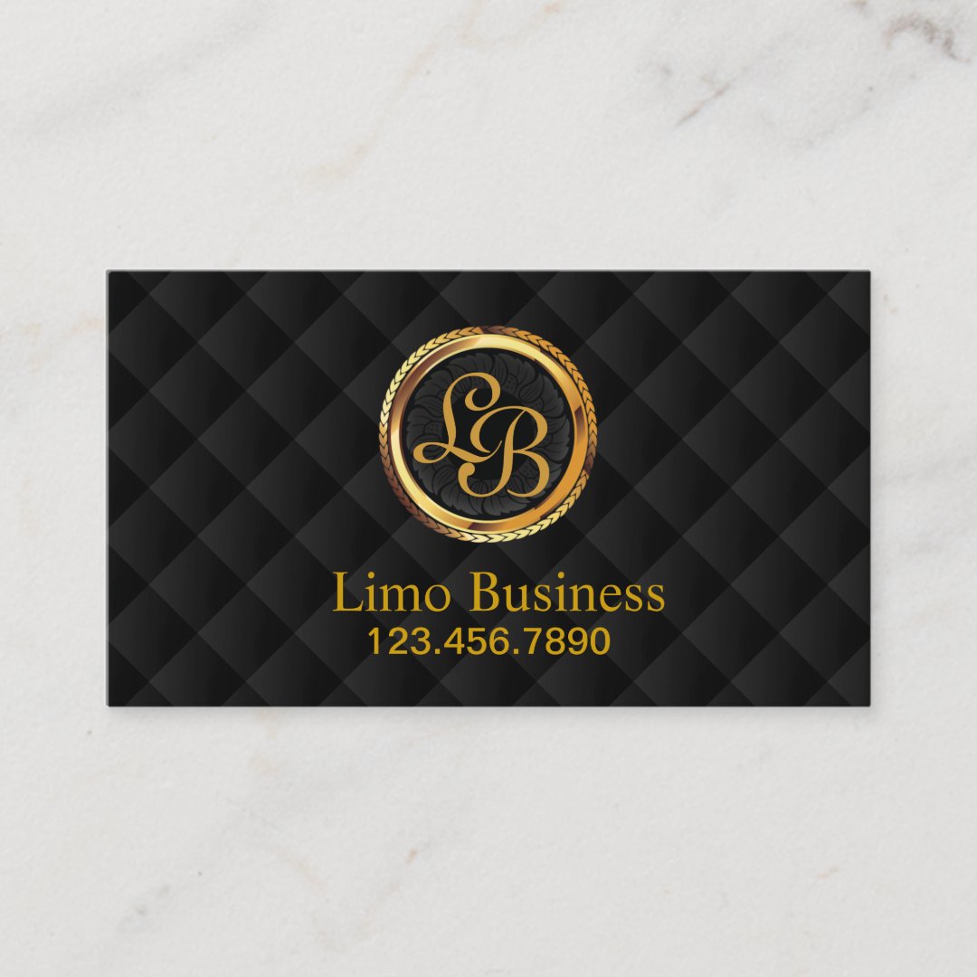 Limousine Limo Driver Monogram Gold Initials Business Card | Zazzle