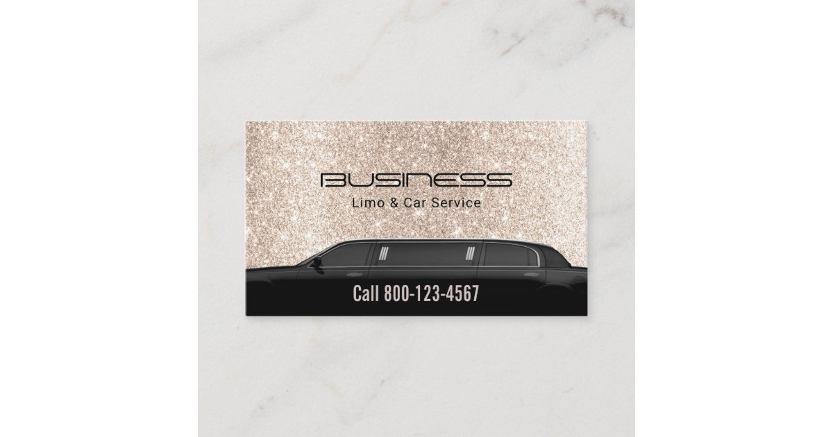 Limousine Luxury Limo & Car Service Gold Glitter Business Card | Zazzle