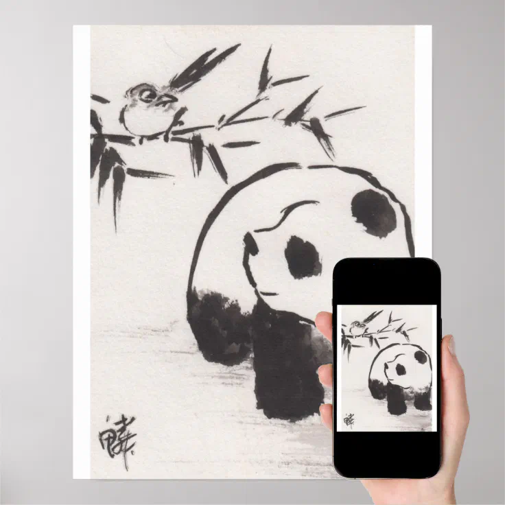 Lin Li's Art Print Panda and Bird 13090105 | Zazzle