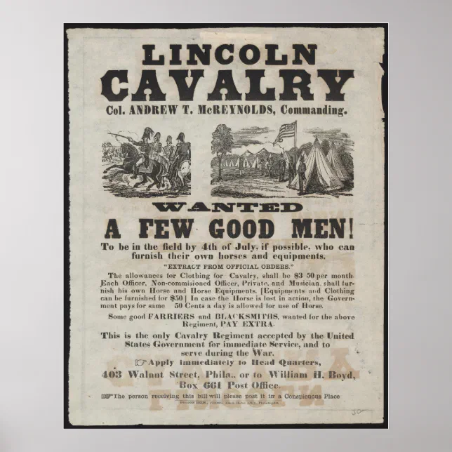 Lincoln Cavalry Poster | Zazzle