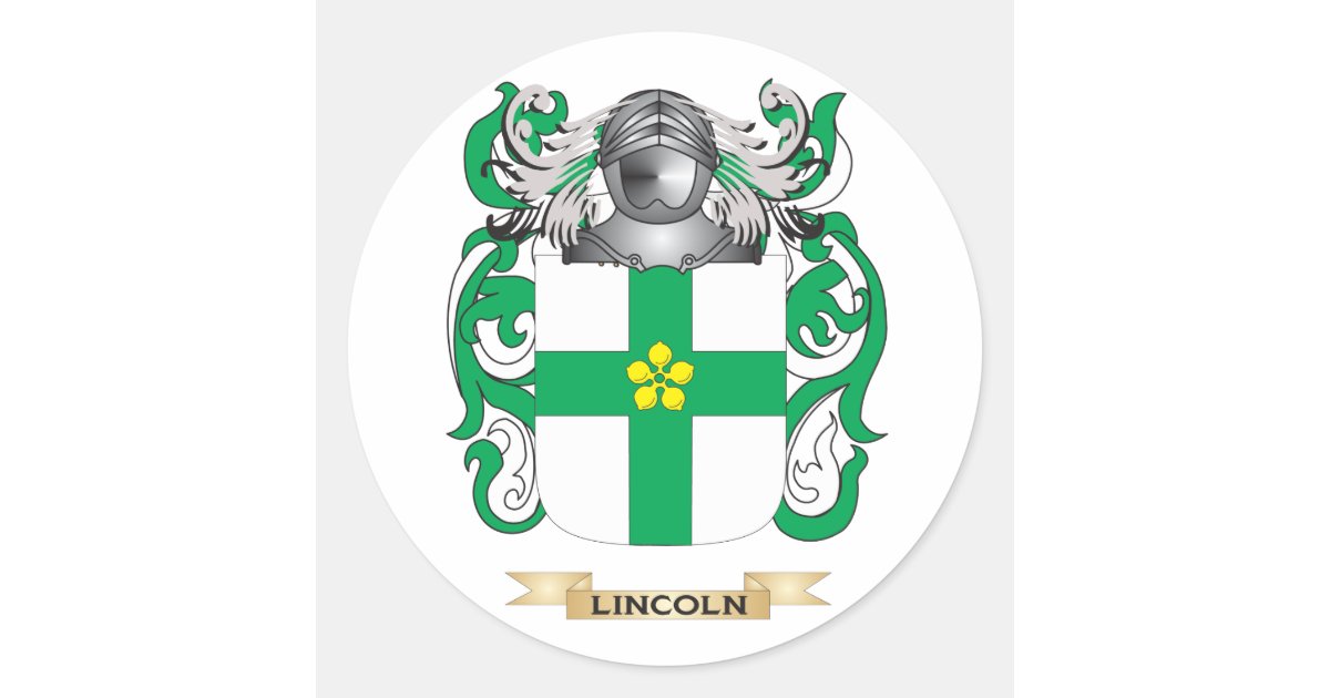 Lincoln Coat of Arms (Family Crest) Classic Round Sticker | Zazzle