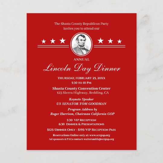 Lincoln Day Dinner Political Fundraiser Invitation | Zazzle.com