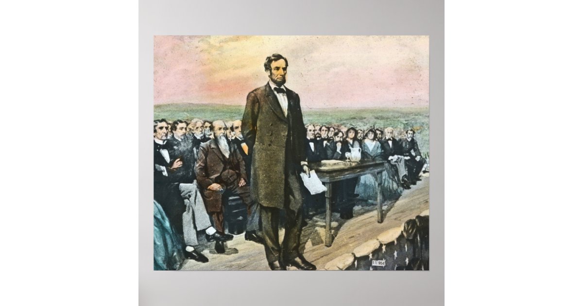 Lincoln delivering the Gettysburg Address Vintage Poster | Zazzle
