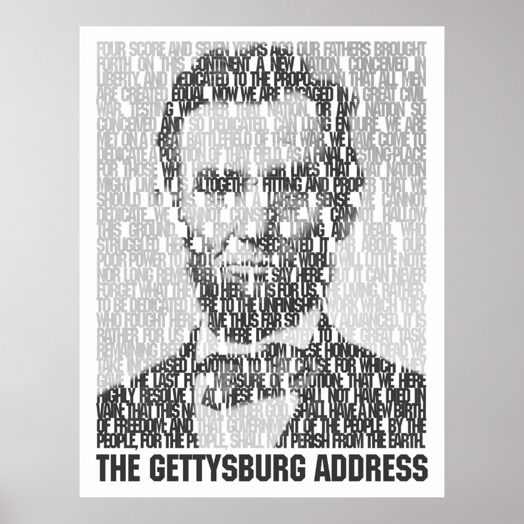 Lincoln/Gettysburg Text Mosaic Poster | Zazzle