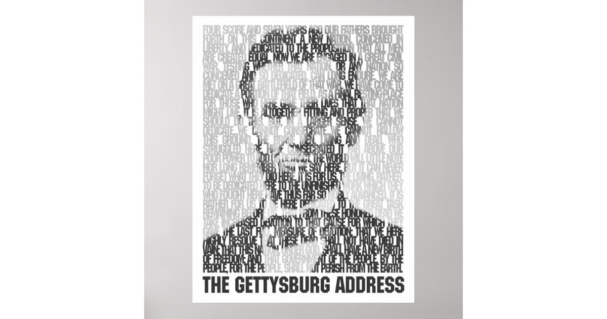 Lincoln/Gettysburg Text Mosaic Poster | Zazzle