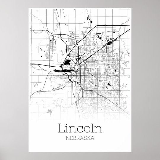 Lincoln Map - Nebraska - City Map Poster | Zazzle.com