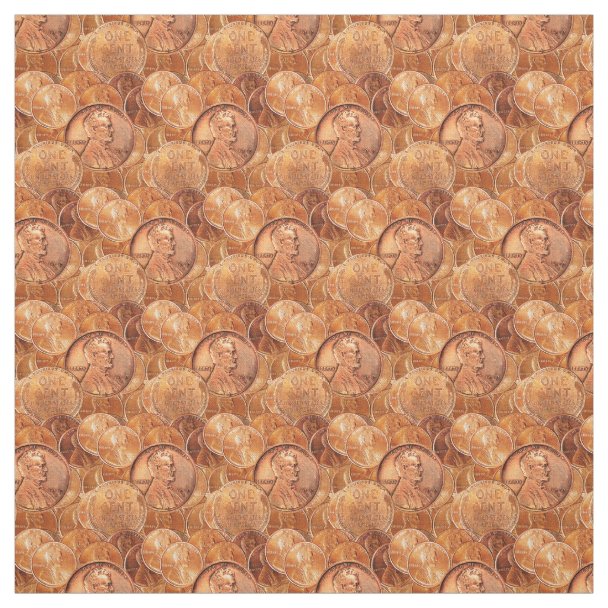 Lincoln penny/pennies copper US coin,penny fabric2 Fabric | Zazzle