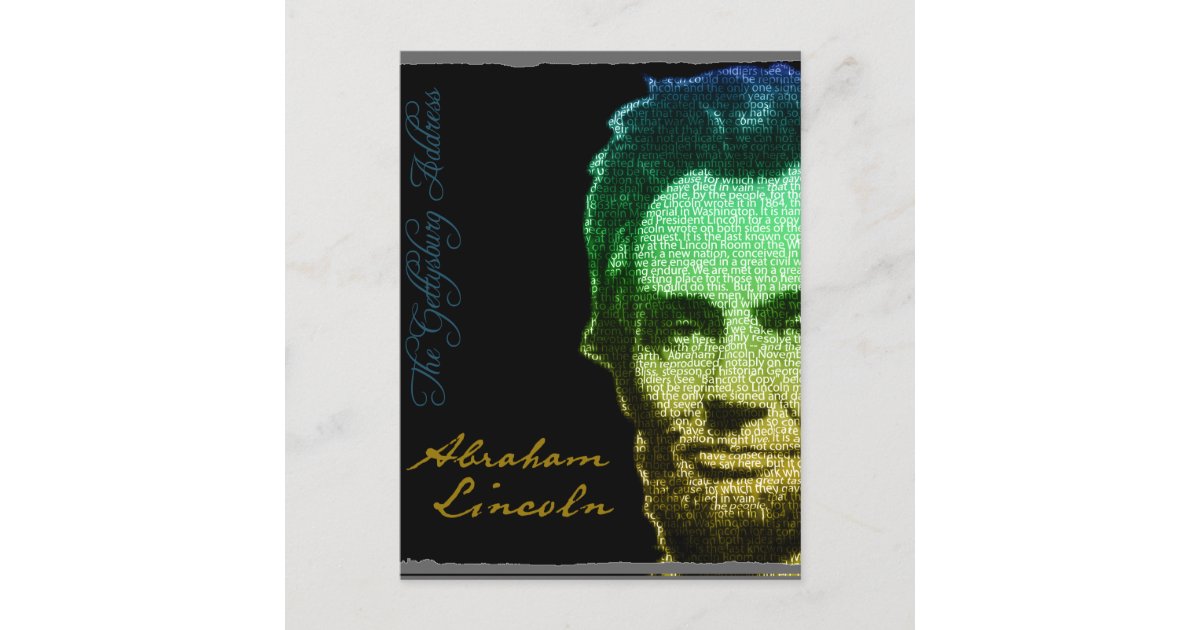 Lincoln Portrait Text Poster Holiday Postcard | Zazzle