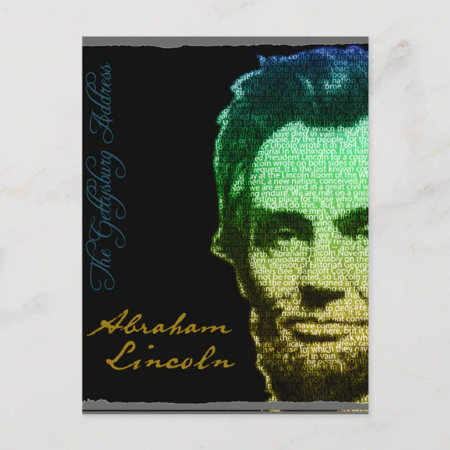Lincoln Portrait Text Poster Holiday Postcard | Zazzle
