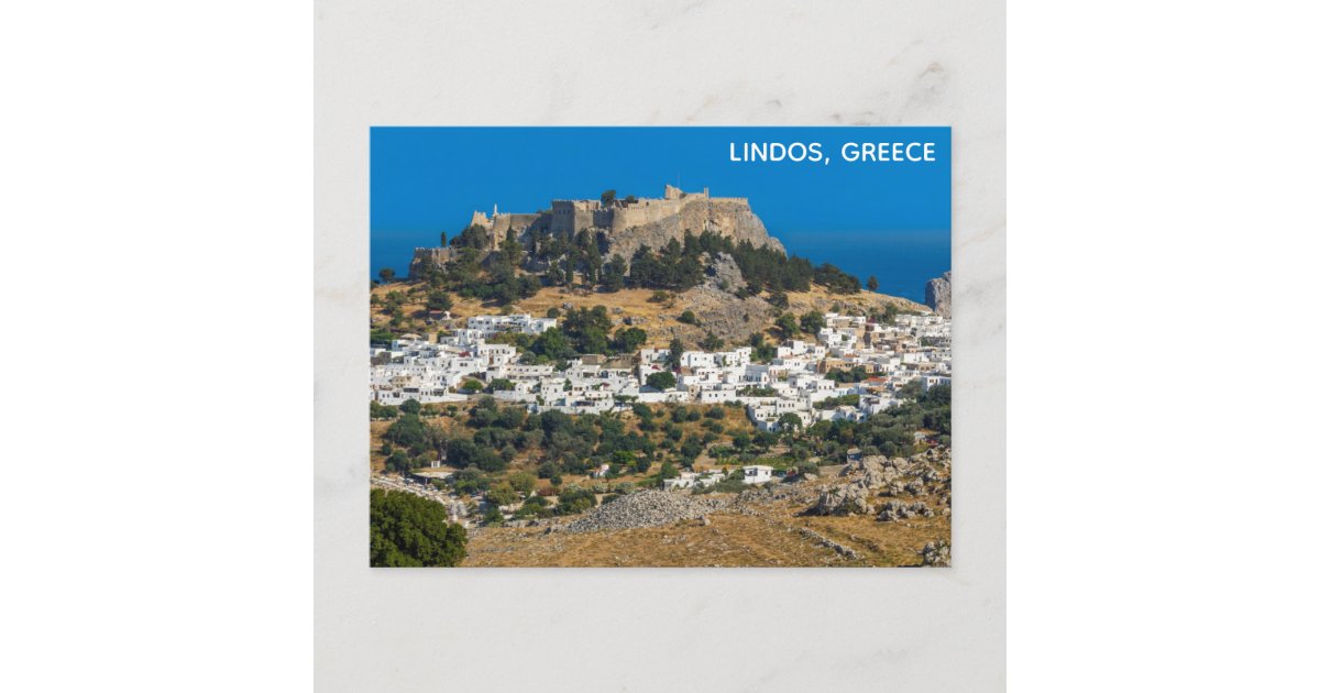 Lindos Greece Castle Rhodes Island Greek Travel Postcard | Zazzle