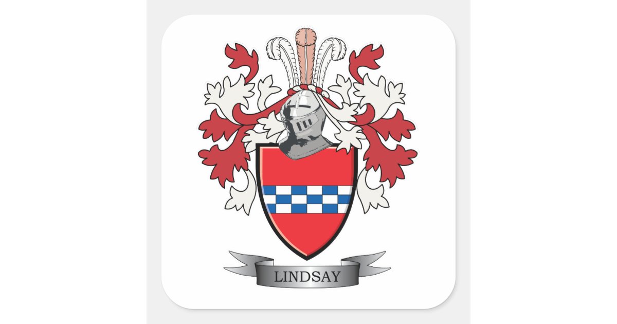 Lindsay Family Crest and Lindsay Coat of Arms Square Sticker | Zazzle