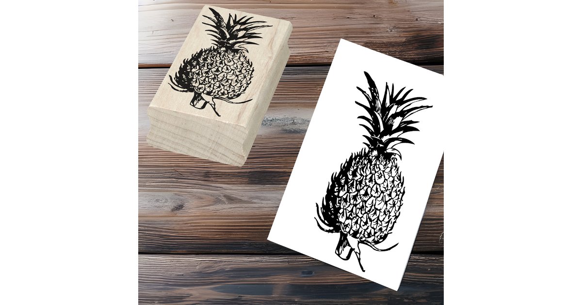 Line Art Fruit Illustration - Pineapple Rubber Stamp | Zazzle