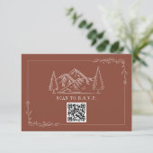 Line Art Mountains Terracotta QR Code Wedding RSVP | Zazzle