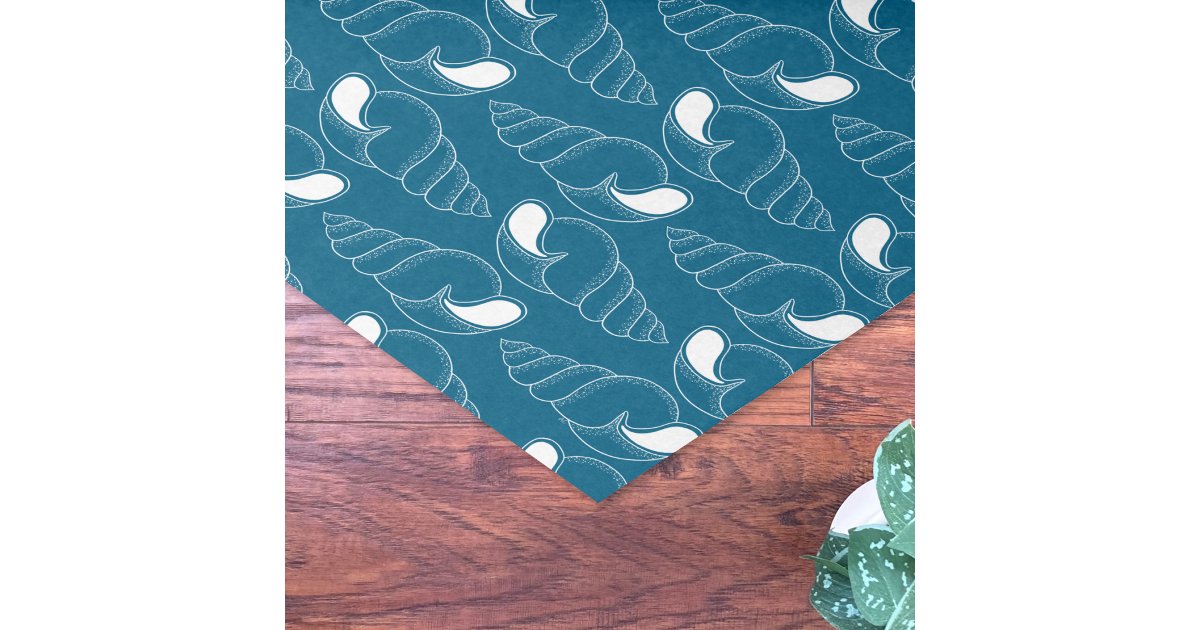 Line Art Seashell Pattern Ocean Blue Tissue Paper | Zazzle