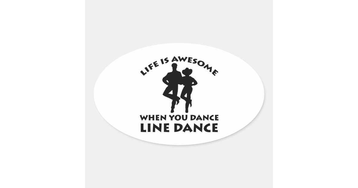 line dance design oval sticker | Zazzle