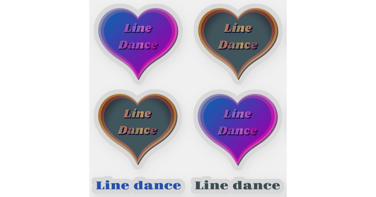 Line dance love hearts Custom-Cut Vinyl Sticker | Zazzle