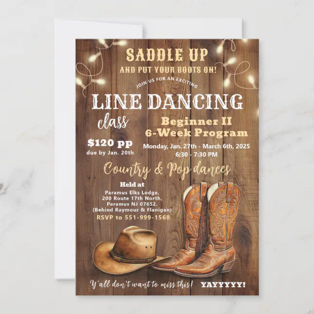 Line Dancing Class Flyer, Country Dance Program Ad | Zazzle
