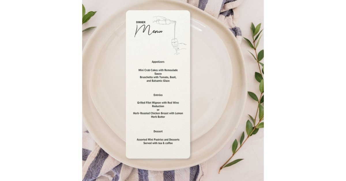 Line Drawing Dinner Party Menu | Zazzle