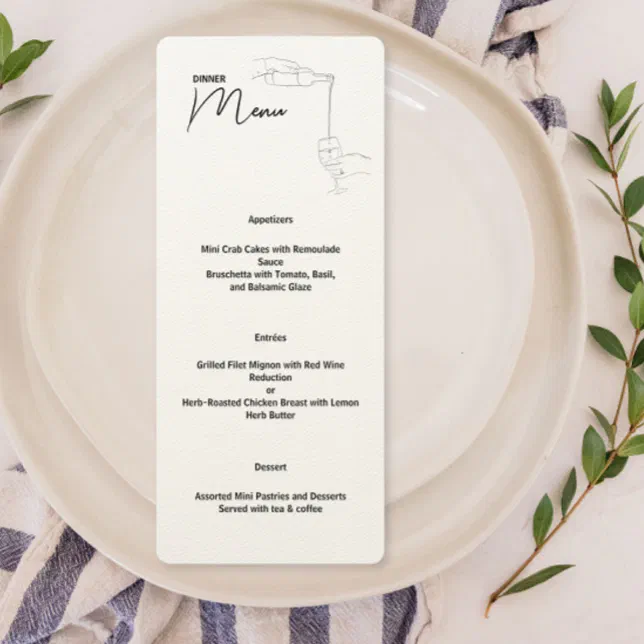 Line Drawing Dinner Party Menu | Zazzle