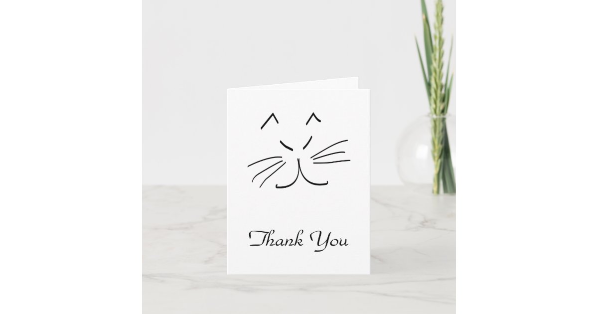Line Drawing of a Cat Thank You Card | Zazzle