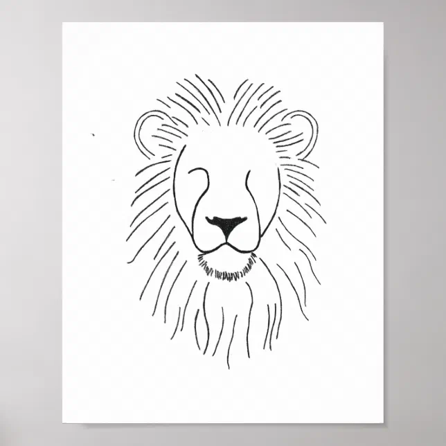 Line drawn Lion Poster | Zazzle