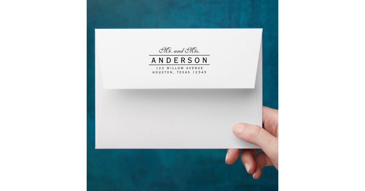 Line Elegant Mr and Mrs Name Return Address Envelope | Zazzle