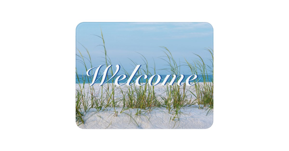 Line Of Sea Oats In White Sand Welcome Door Sign | Zazzle