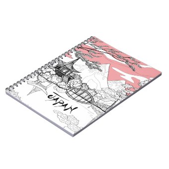 Line Painting of Japanese Temple Lake Mountain Notebook | Zazzle