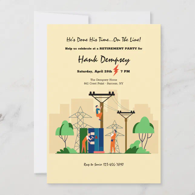 Line Workers Retirement Party Invitation | Zazzle