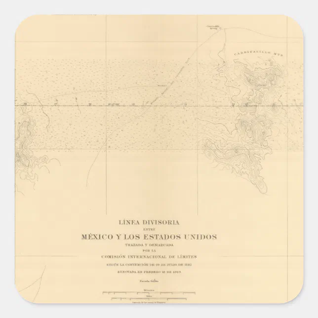 Linea Divisoria Entre Mexico 3 Square Sticker | Zazzle