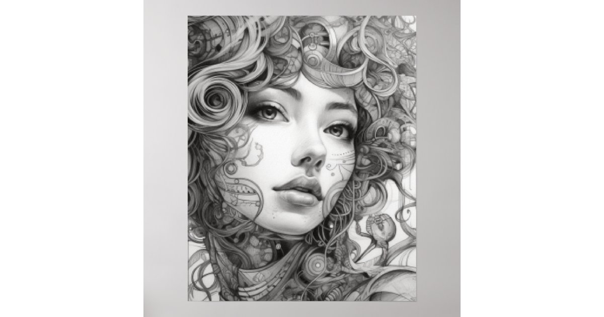 Lineal Art Drawing Woman's Body Poster | Zazzle
