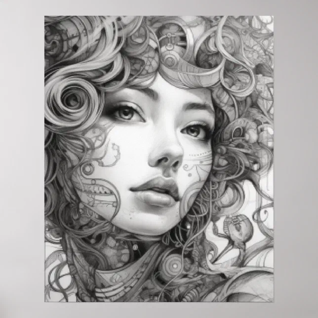 Lineal Art Drawing Woman's Body Poster | Zazzle