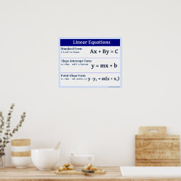 Linear Equations Slope Formulas Poster | Zazzle