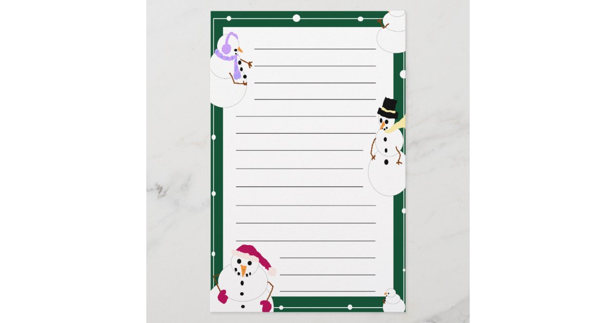 Lined Christmas Snowmen Holiday Stationery | Zazzle