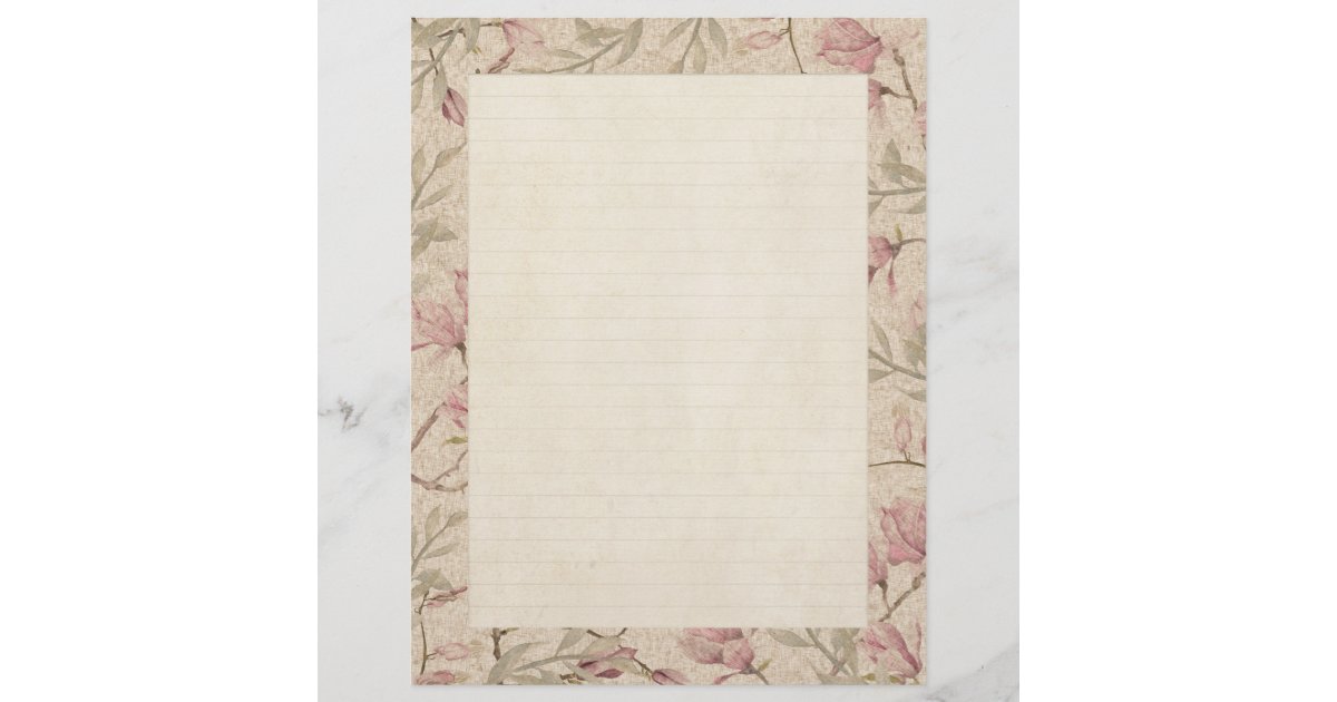 Lined Floral Writing Scrapbook Paper | Zazzle