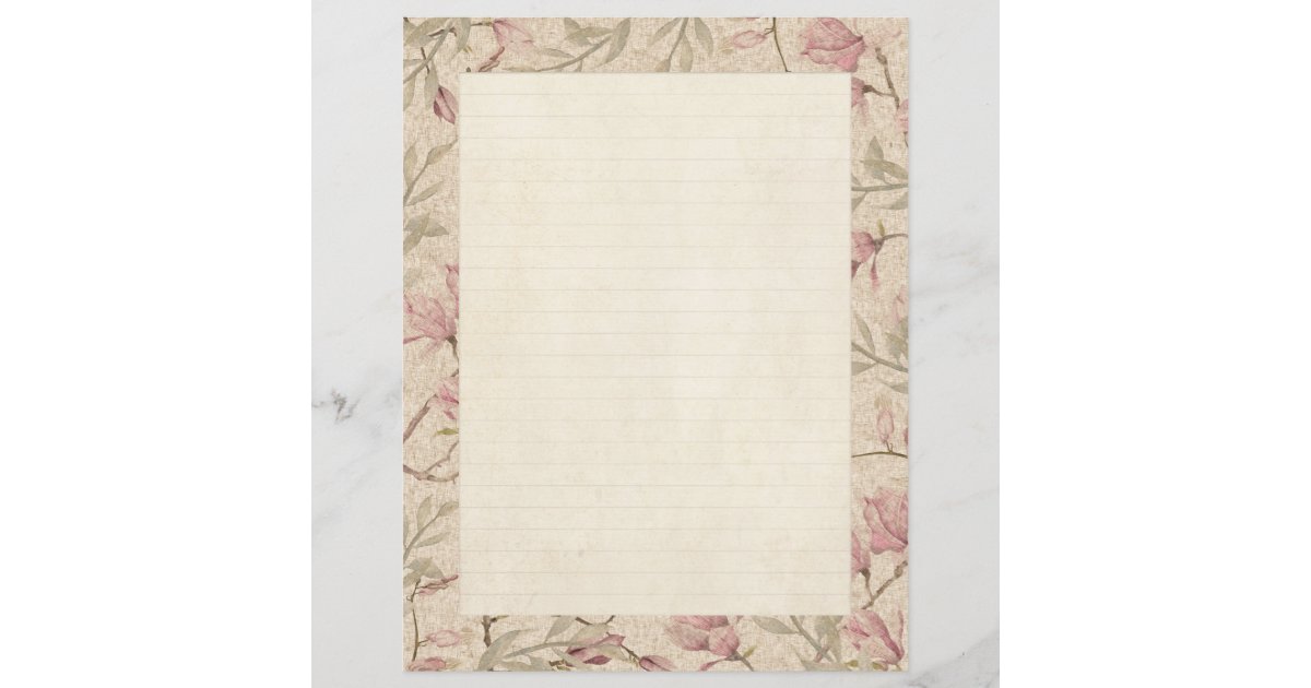 Lined Floral Writing Scrapbook Paper | Zazzle